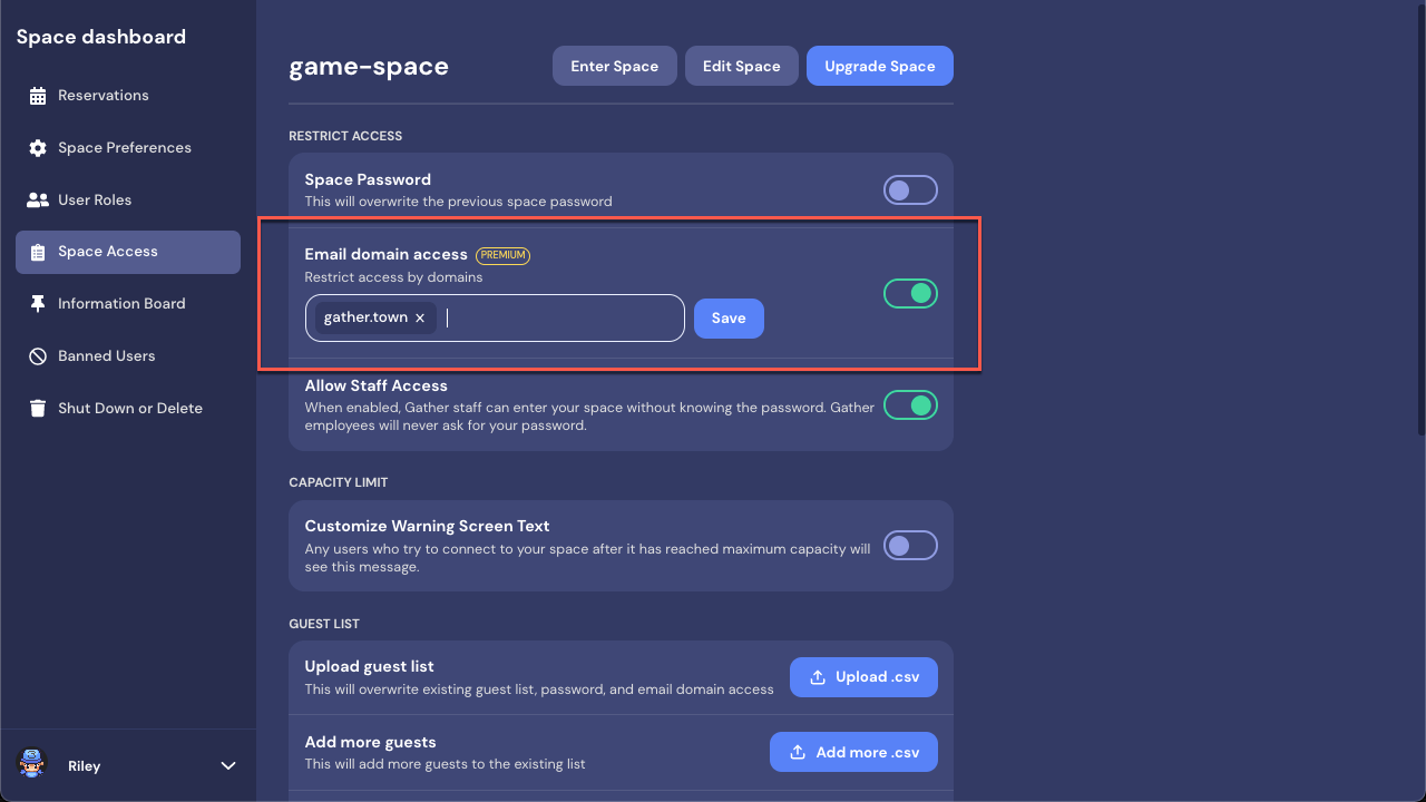 Limit How People Access Your Space – Gather